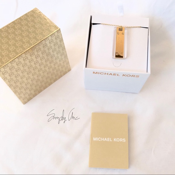 Michael Kors | Jewelry | New Authentic Mk Gold Tone Logo Plaque Pendant ...